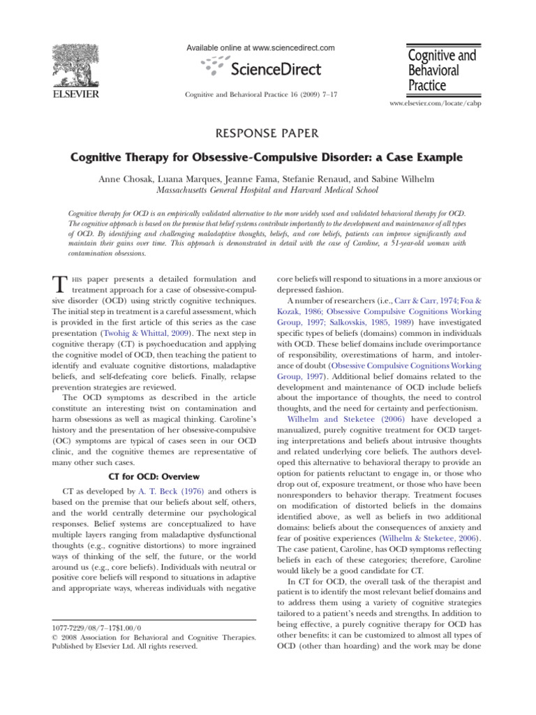 Cognitive Therapy for Obsessive-Compulsive Disorder | PDF | Obsessive ...