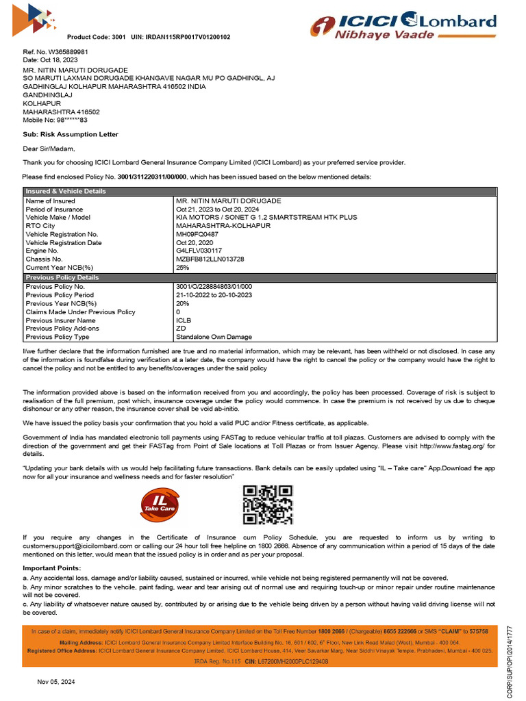 Policy Copy 300131122031100000 | PDF | Insurance | Pro Rata