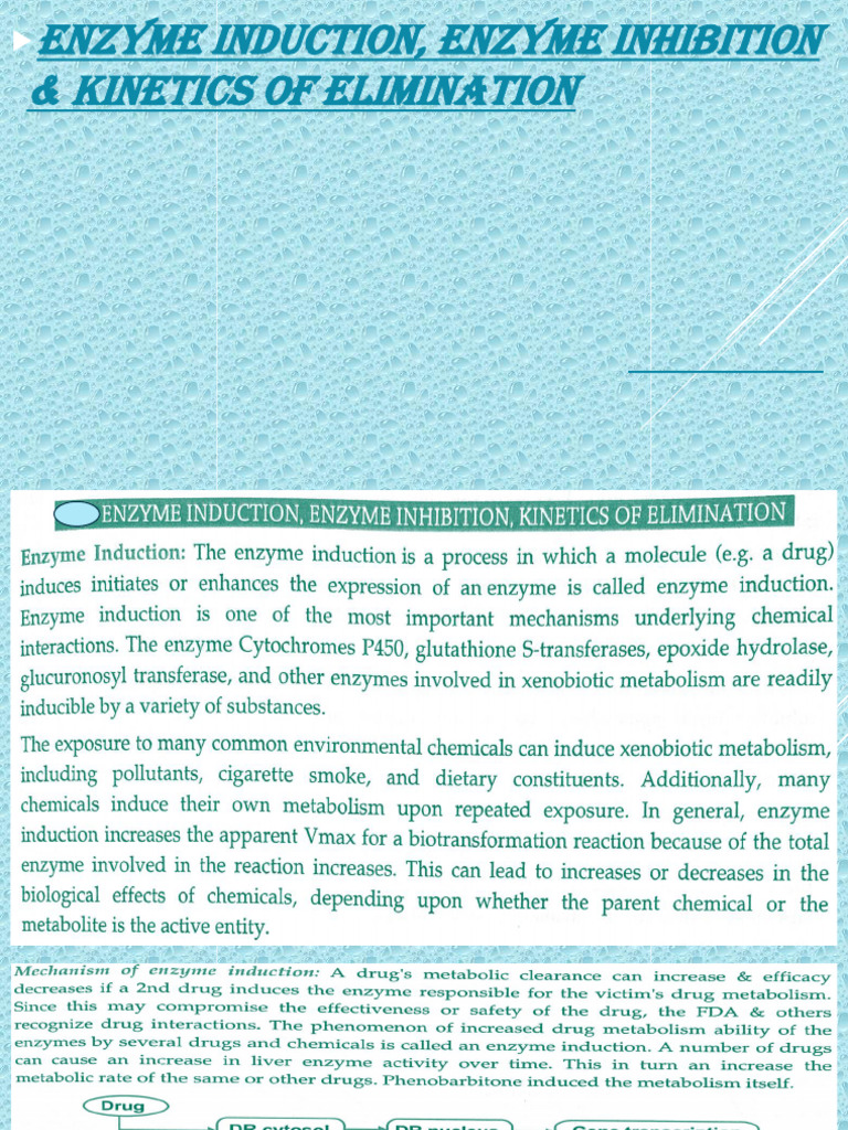 Enzyme Induction, Enzyme Inhibition & Kinetics of Elimination | PDF