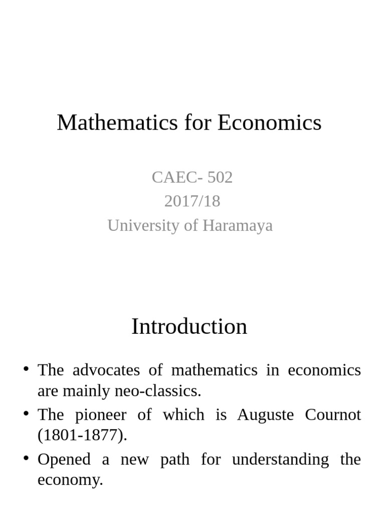 Mathematics in Economics Guide | PDF | Matrix (Mathematics) | Determinant