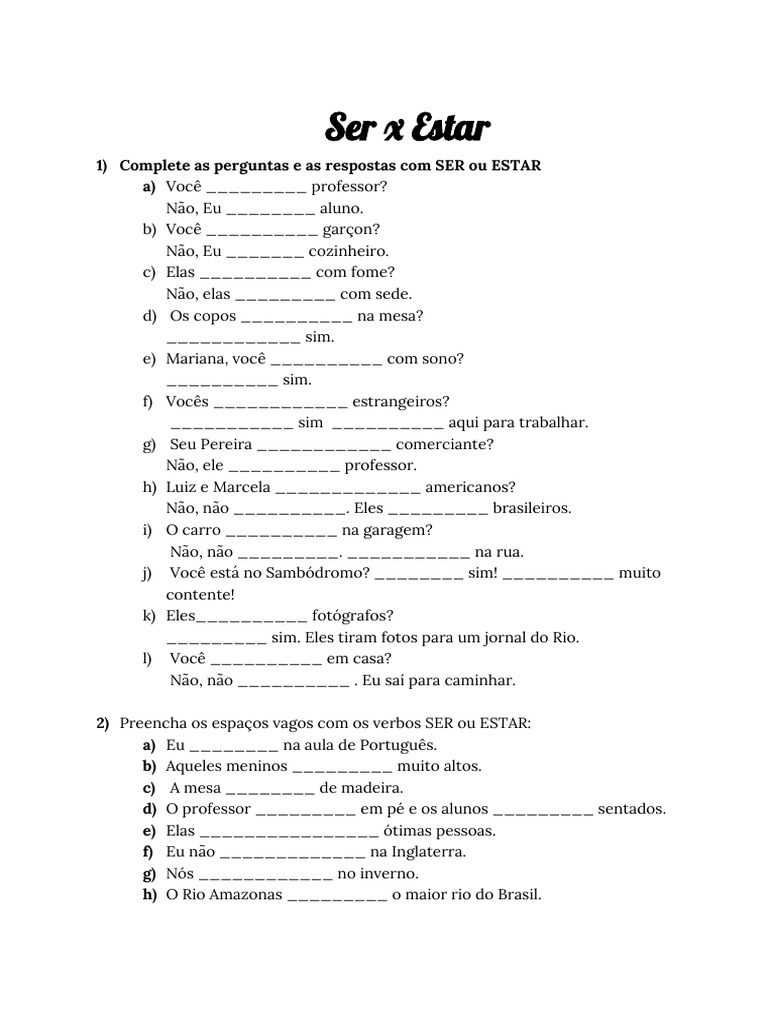 Uso de SER e ESTAR em Português | PDF