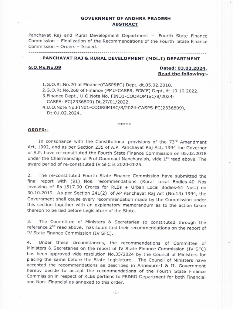Fourth State Finance Commission - February 2024 | PDF