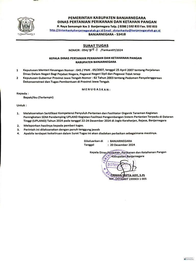 Surat Tugas - Serkom | PDF