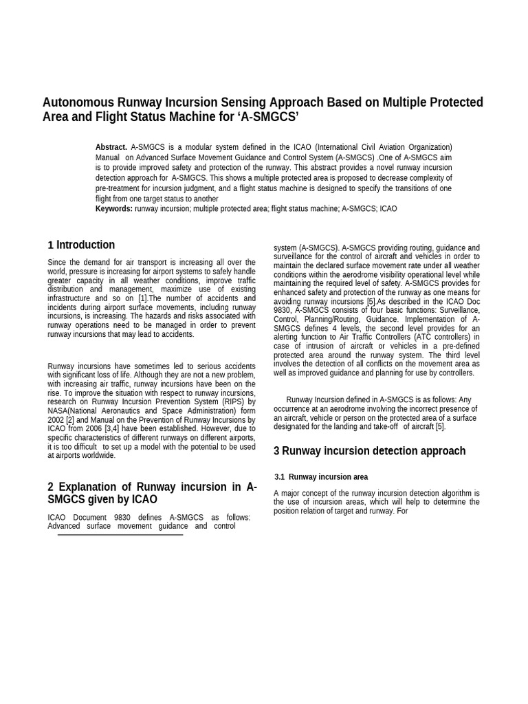 Autonomous Runway Incursion Warning System | PDF | Aviation | Aviation Safety