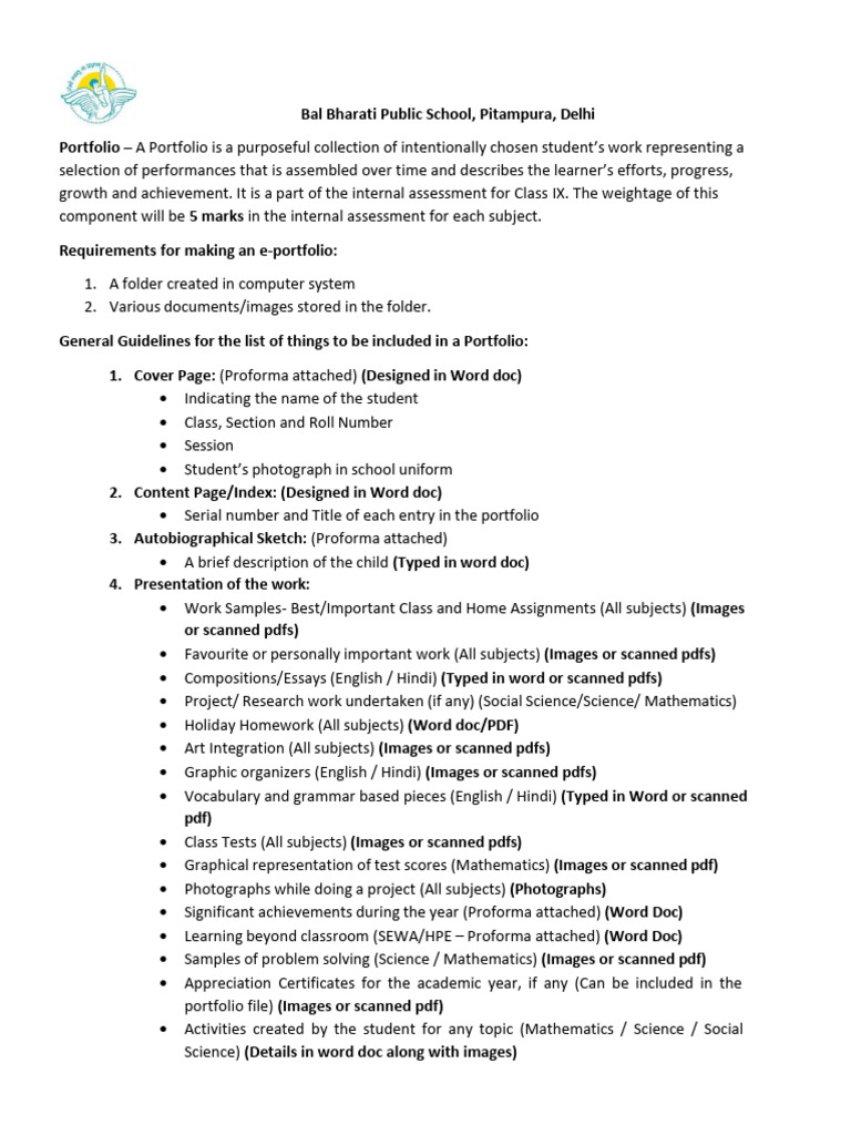 Class 9 English Portfolio Guidelines | PDF | Learning | Human Communication