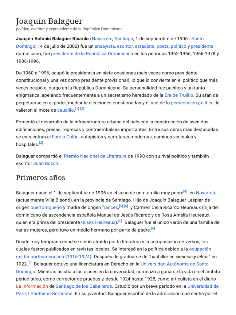 Biografía de Joaquín Balaguer | PDF