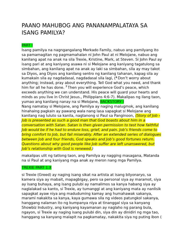 PLOT OF THE STORY, ESP GROUP III | PDF