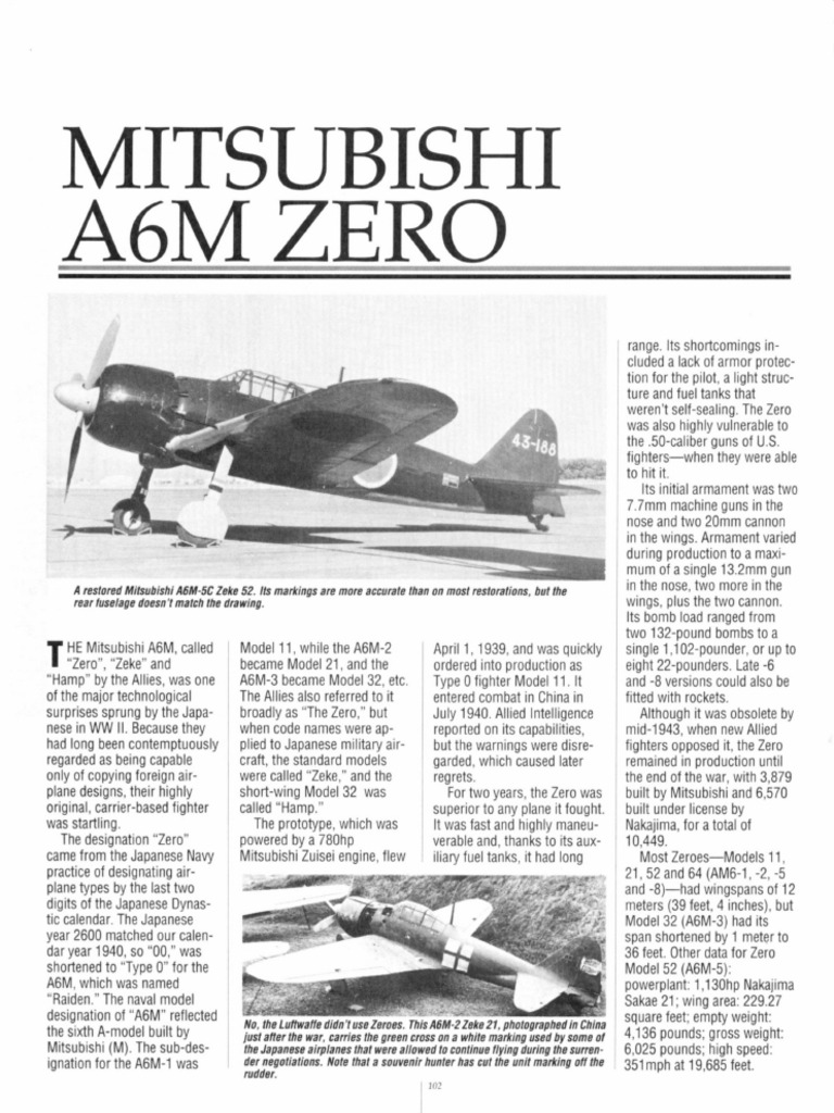 Scale Aircraft Drawings Vol. 2 26 - Mitsubishi A6M Zero | PDF