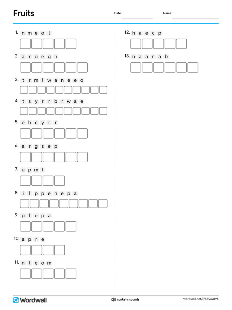 Fruits Anagram | PDF