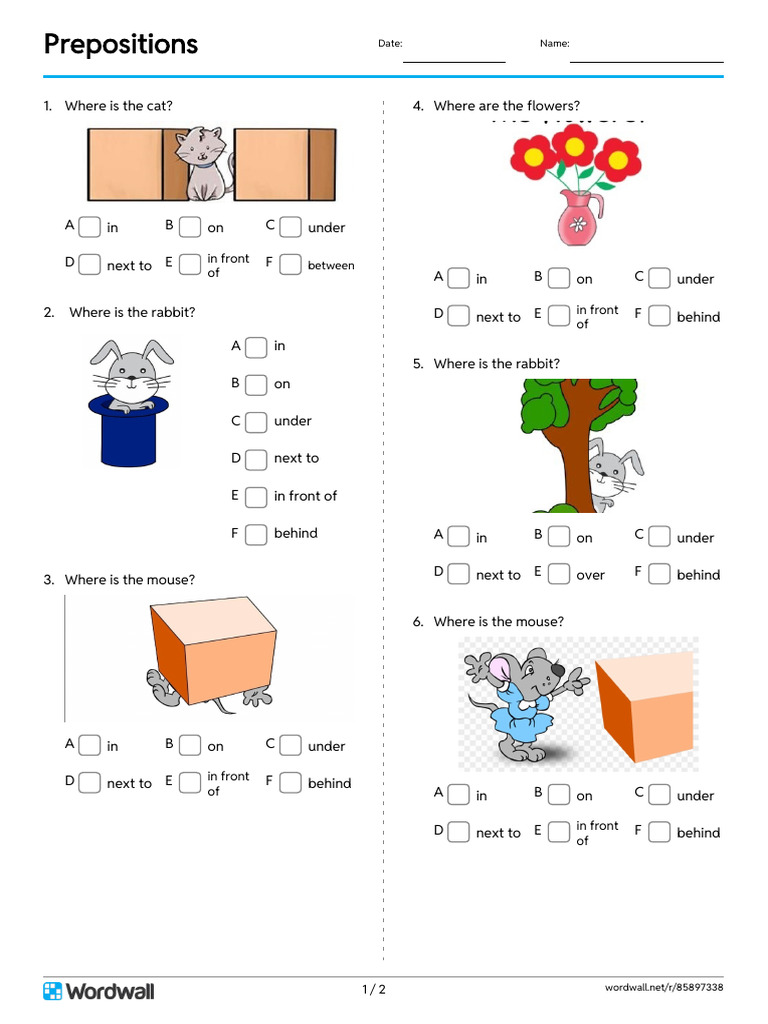 Prepositions Quiz | PDF