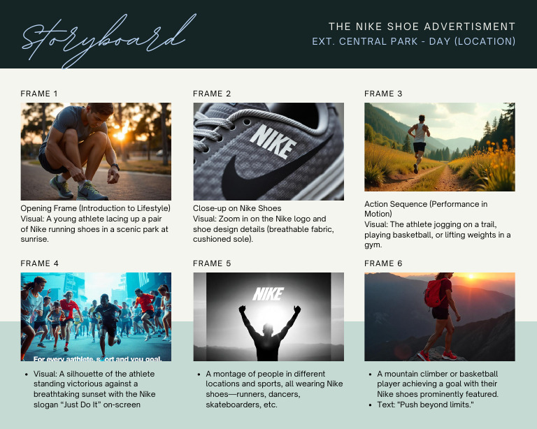 Nike Shoe Advertisement Storyboard | PDF