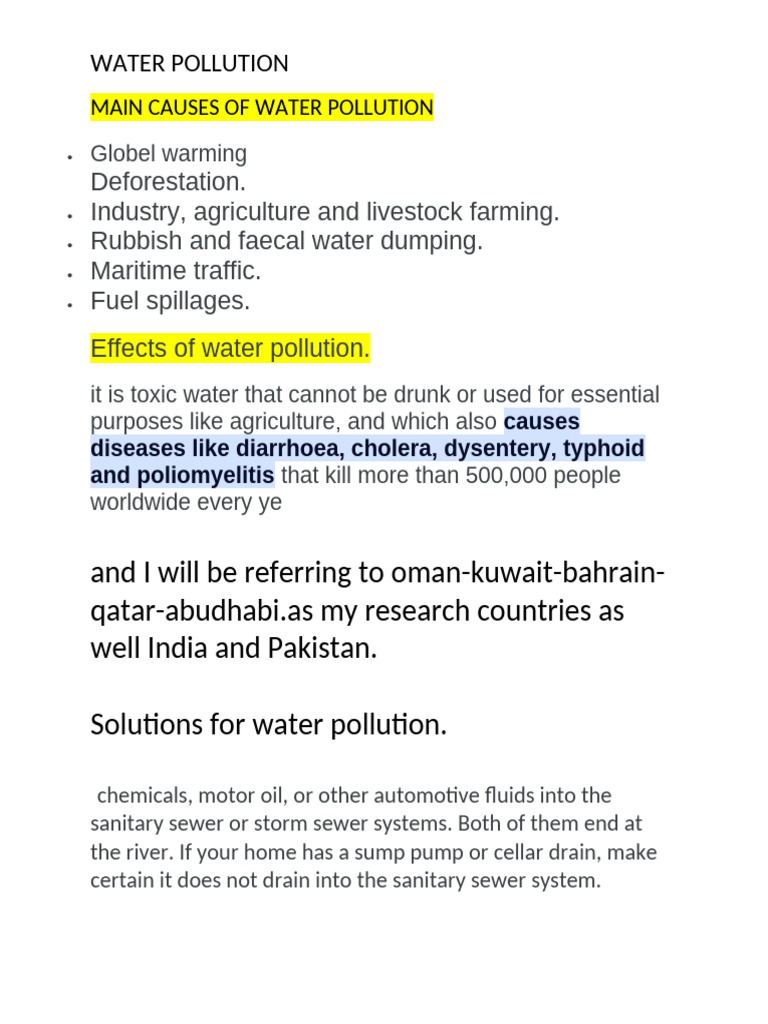 Main Causes of Water Pollution | PDF | Water Pollution | Water