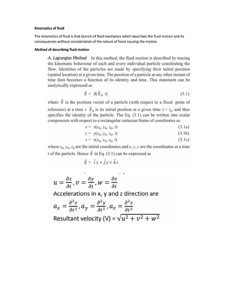 Chp 3 Fluid Kinematics | PDF