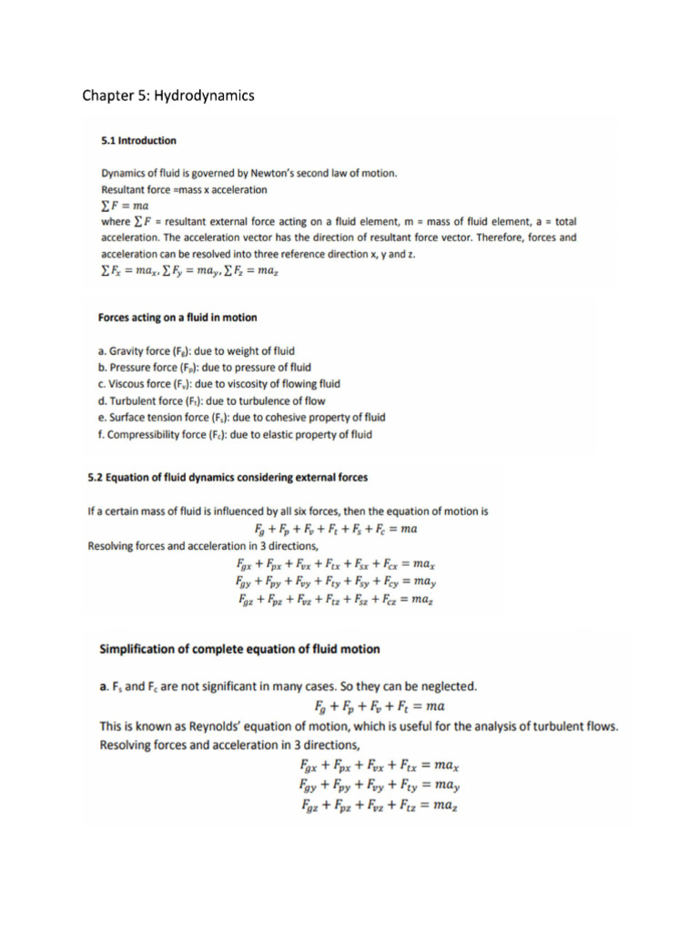 CHP 4 Hydro Dynamics | PDF