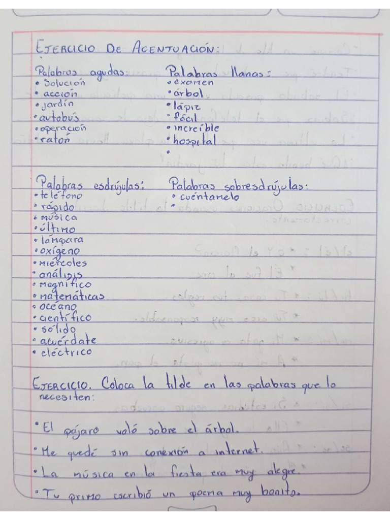 Ejercicios de Acentuación | PDF