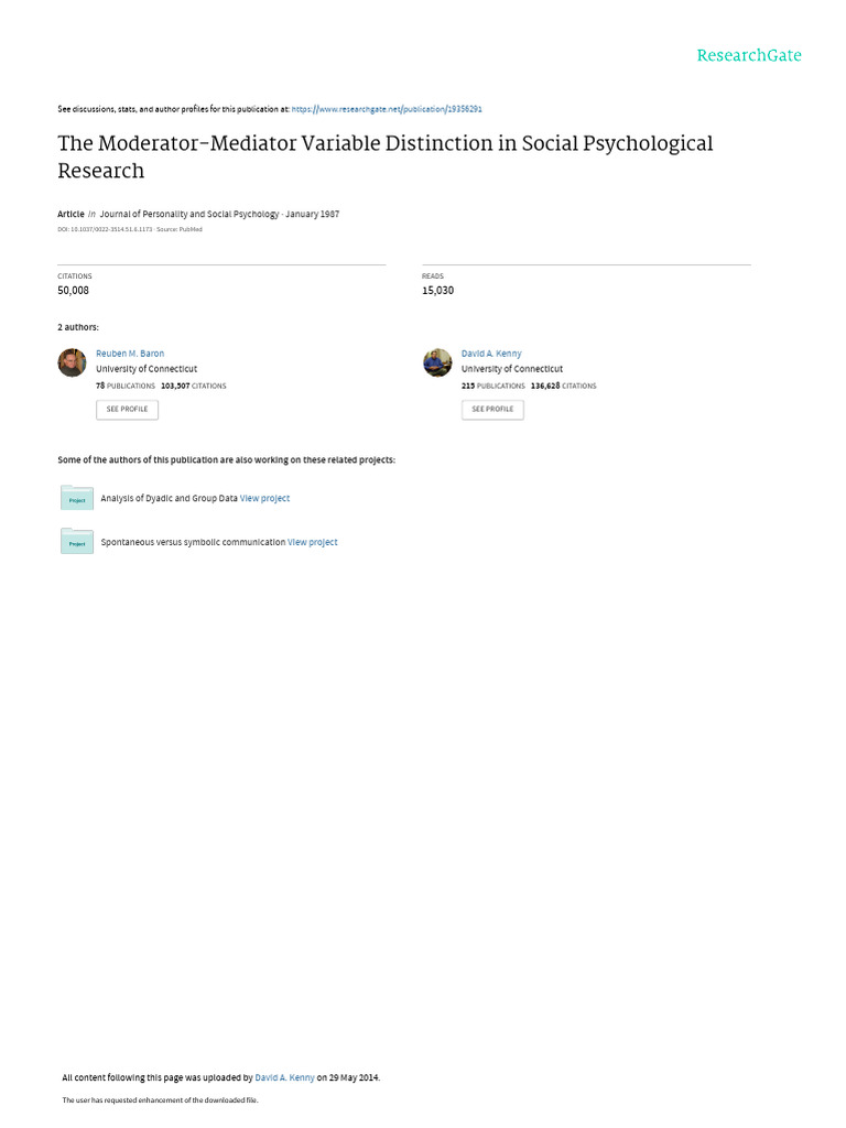 1986-Barron & Kenny-The Moderator-Mediator Variable Distinction in ...