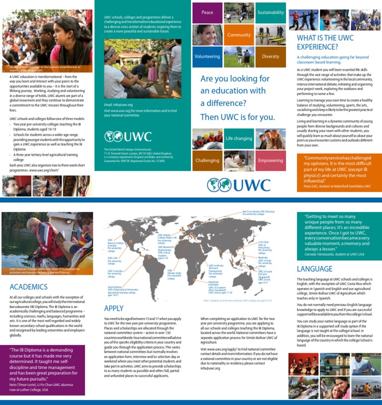 UWC 4 Panel Leaflet (Home Printable) | PDF | Educational Organizations ...