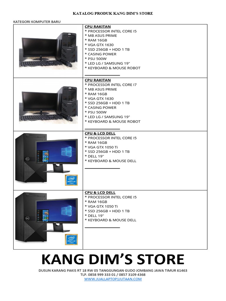 Kang Dim's Store Product Catalog | PDF | Computing | Personal Computers