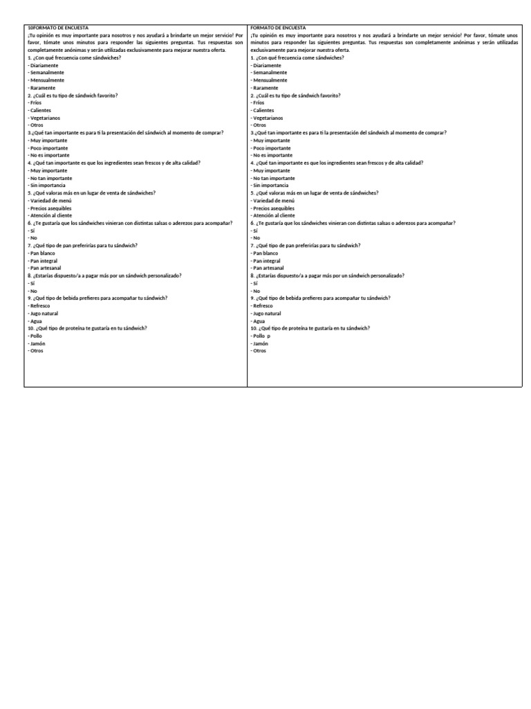 FORMATO DE ENCU-WPS Office | PDF | Cocina occidental | Cocina