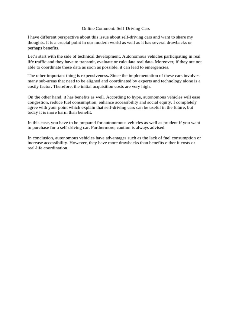 Self-Driving Cars: Pros and Cons Explained | PDF