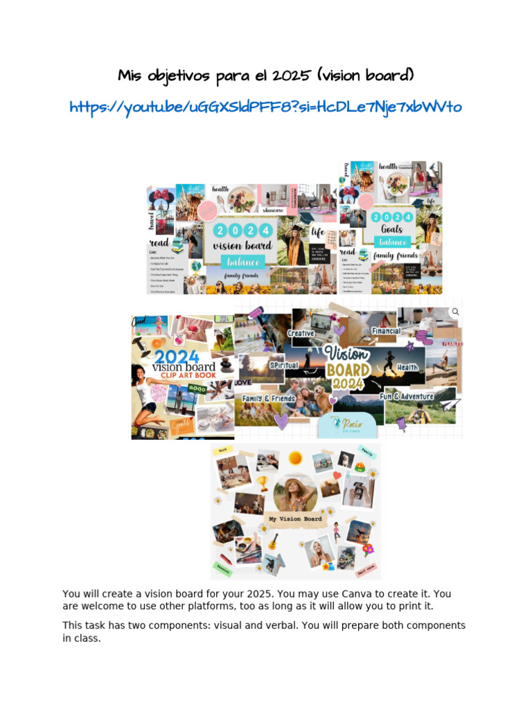 Mis Objetivos para El 2025VisionBoardSpanish1 | PDF | Human ...
