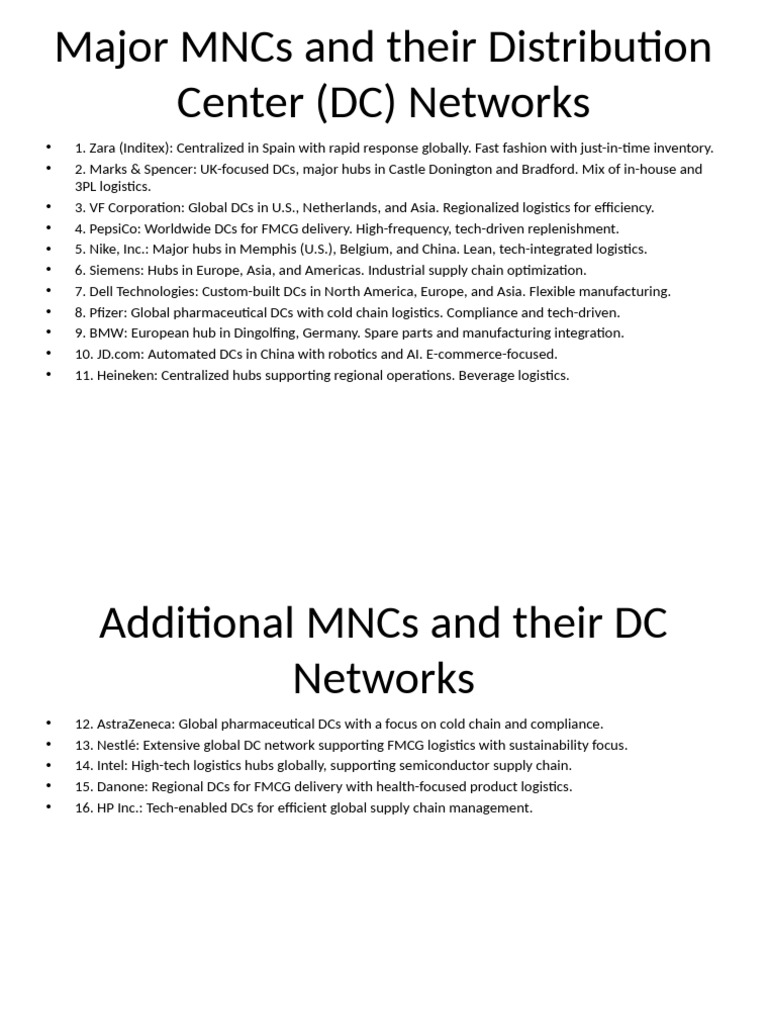 Updated Major MNCs DC Networks | PDF