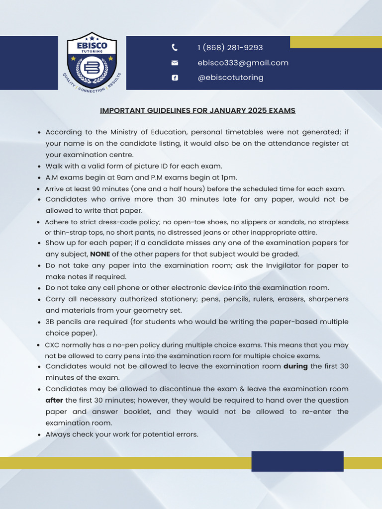 Important Guidelines For Private Candidates Exams | PDF