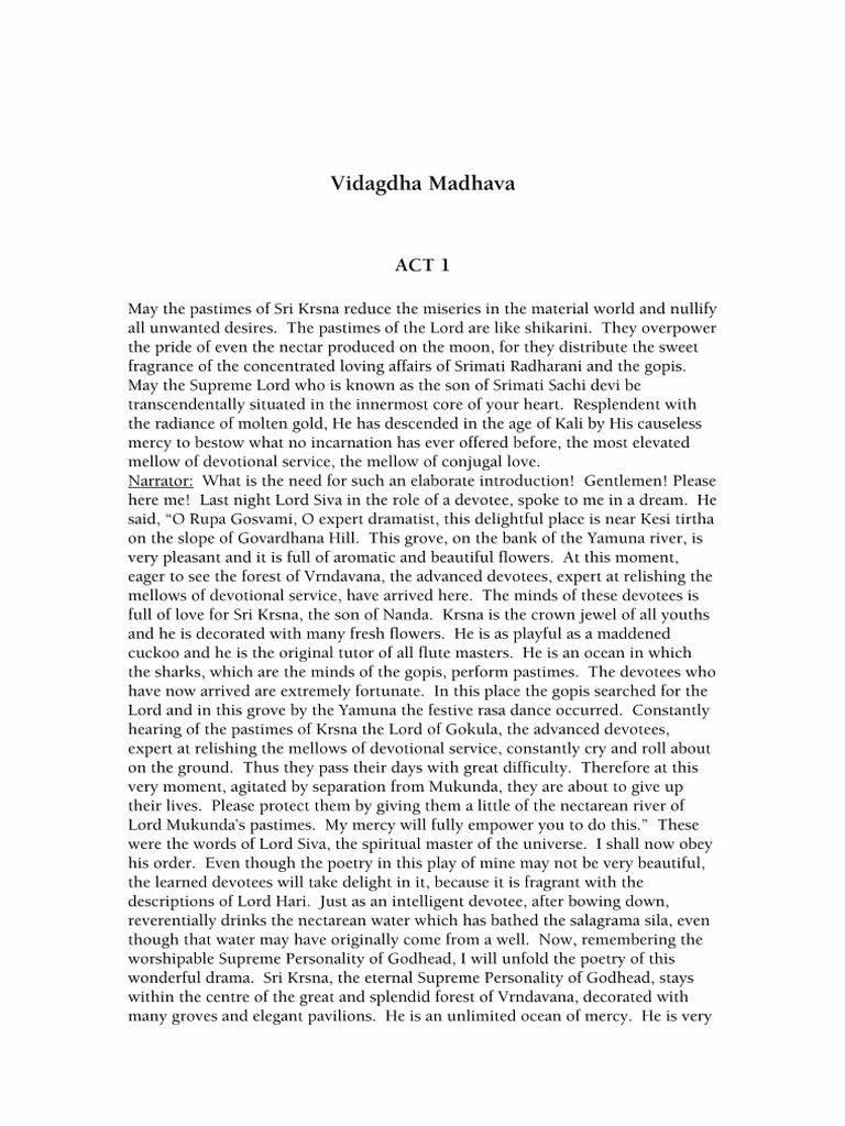 Rupa Goswami Vidagdha Madhava | PDF | Krishna | Hinduism