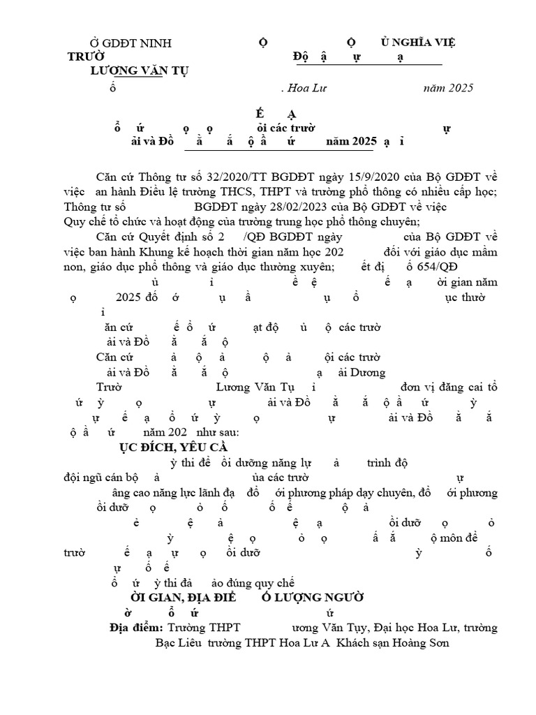 2 LVT Ke Hoach To Chuc Thi Duyen Hai Cua Truong 2025 | PDF