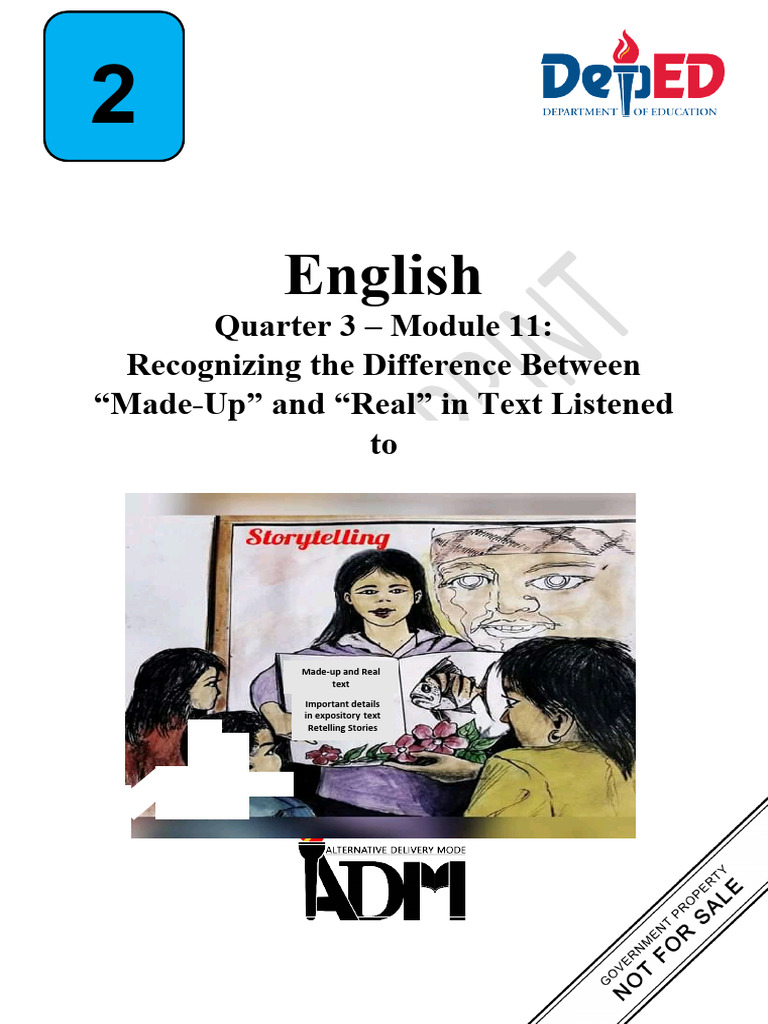 English2 q3 Mod11 Recognizingthedifferencebetween"made-Up"and"real"intextlistenedto v5 | PDF ...