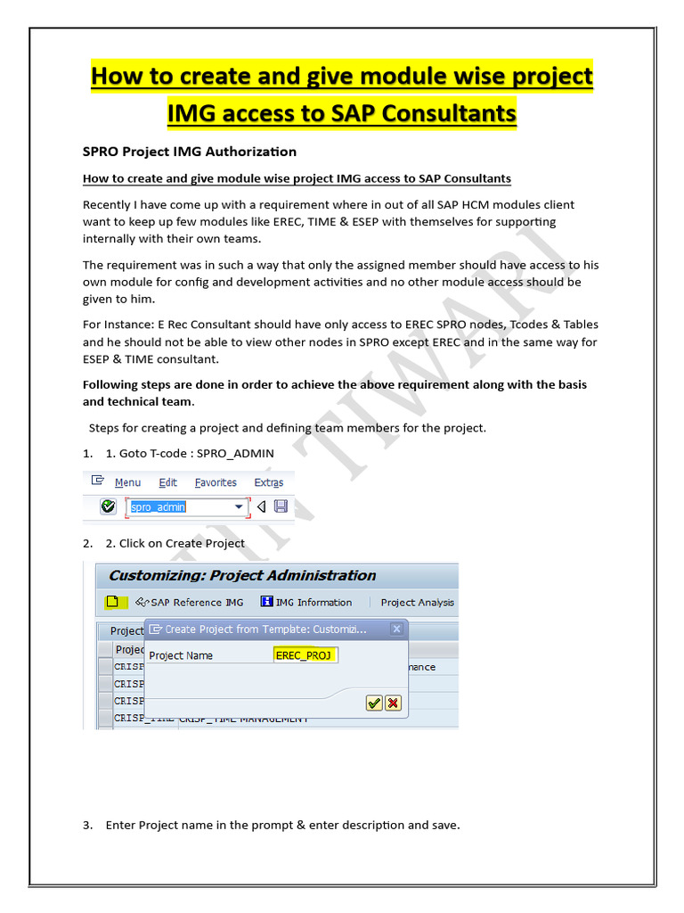 How To Create and Give Module Wise Project IMG Access To SAP ...
