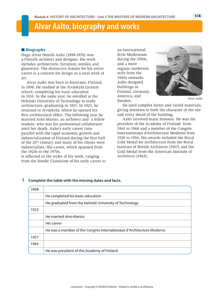 Alvar Aalto Biography and Works | PDF