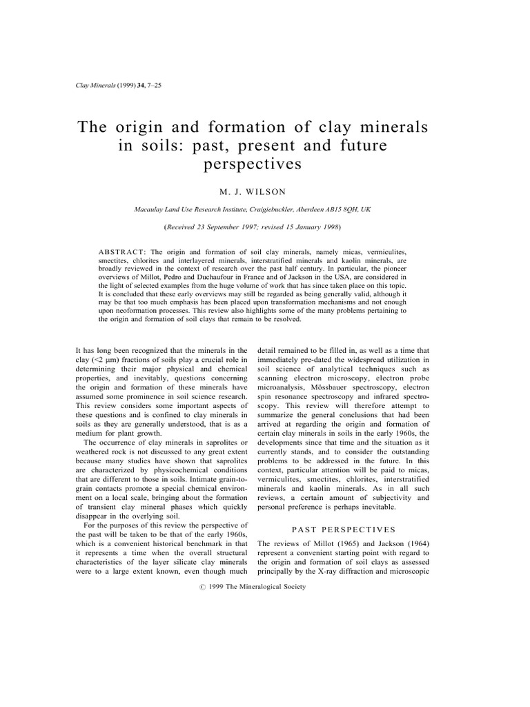 The Origin and Formation of Clay Minerals in Soils | PDF | Clay | Soil
