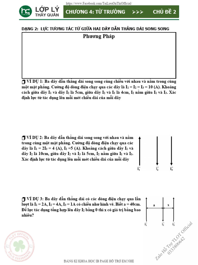 Dạng 2 Lực Từ Tác Dụng Lên Hai Dây Dẫn Thẳng Dài Song Song | PDF