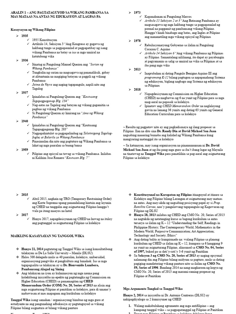 FLIN01G - Prelim Notes | PDF