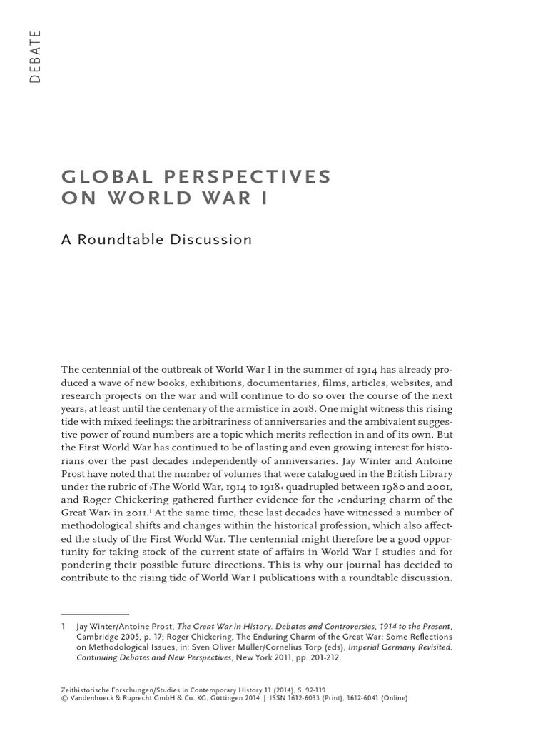 Global Perspectives on World War I | PDF | World War I | Historiography