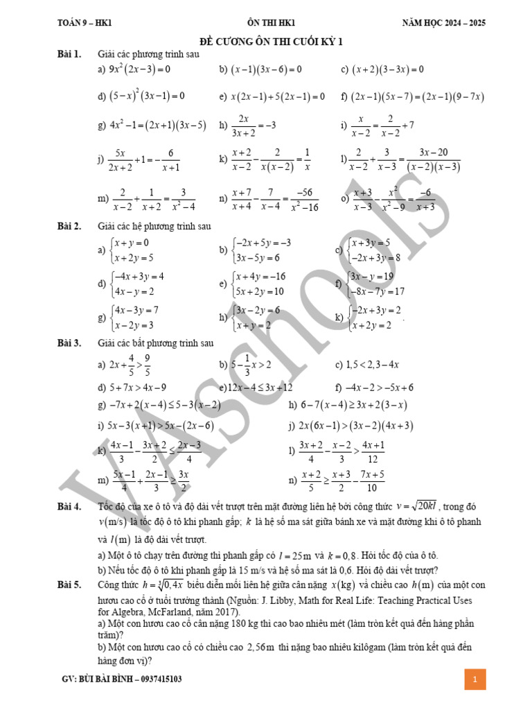 De Cuong Toan 9 | PDF