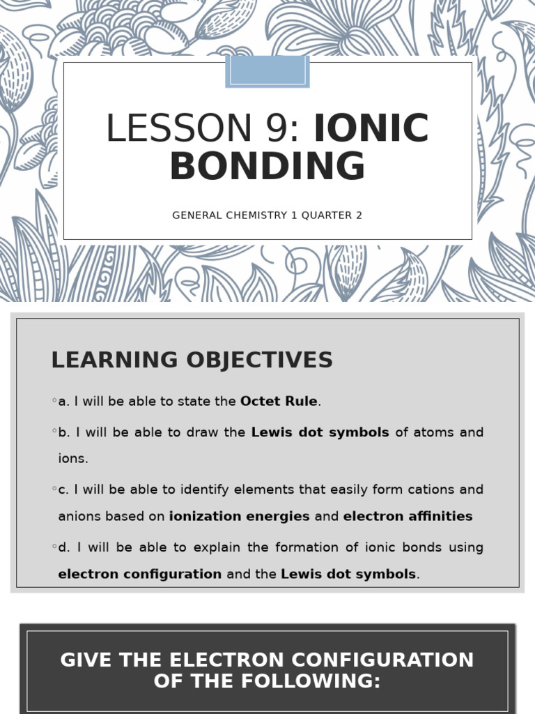 Understanding Ionic Bonding Concepts | PDF | Ion | Ionic Bonding
