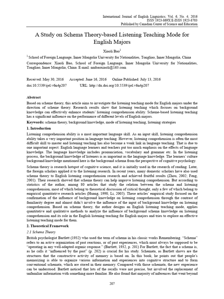A Study On Schema Theory-Based Listening Teaching | PDF | Schema ...
