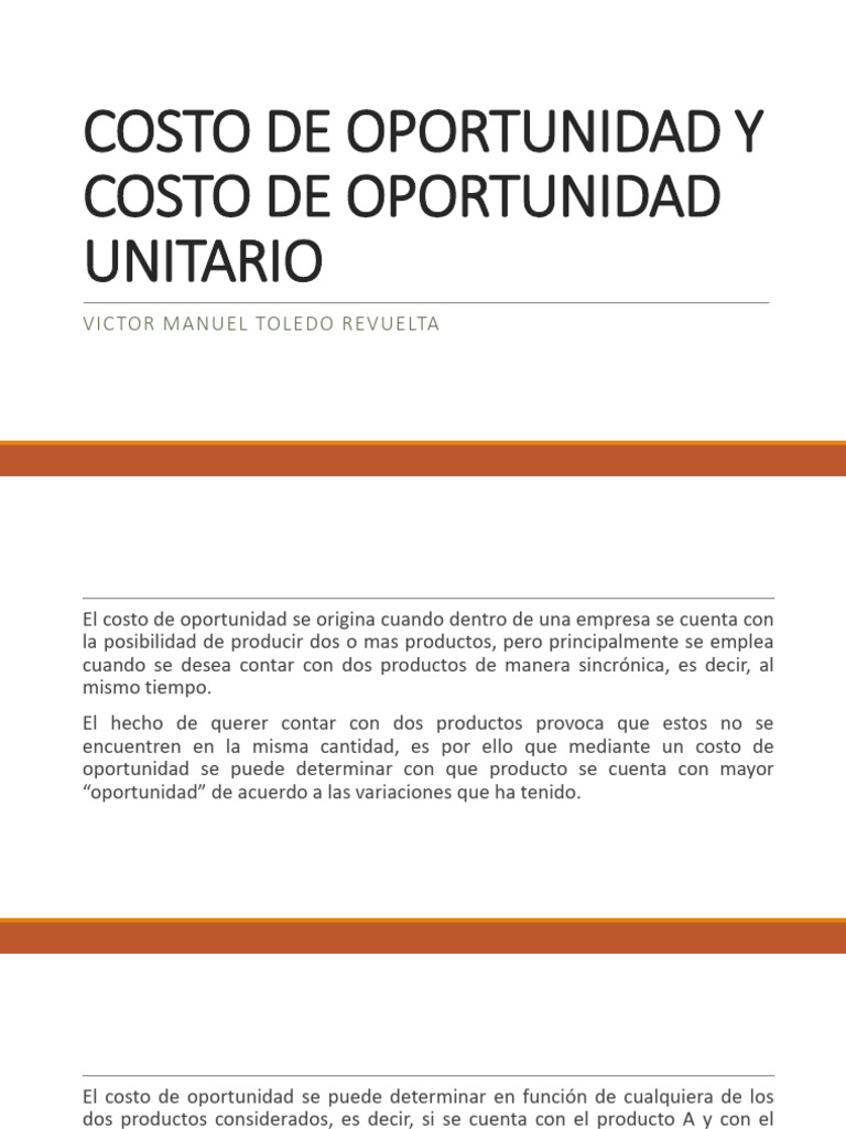 Costo de Oportunidad y Costo de Oportunidad Unitario | PDF