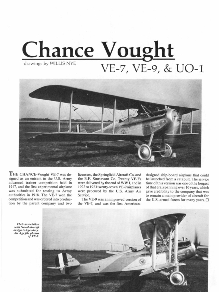 Scale Aircraft Drawings Vol. 1 08 - Chance Vought VE-7 - VE-9 - UO-1 | PDF