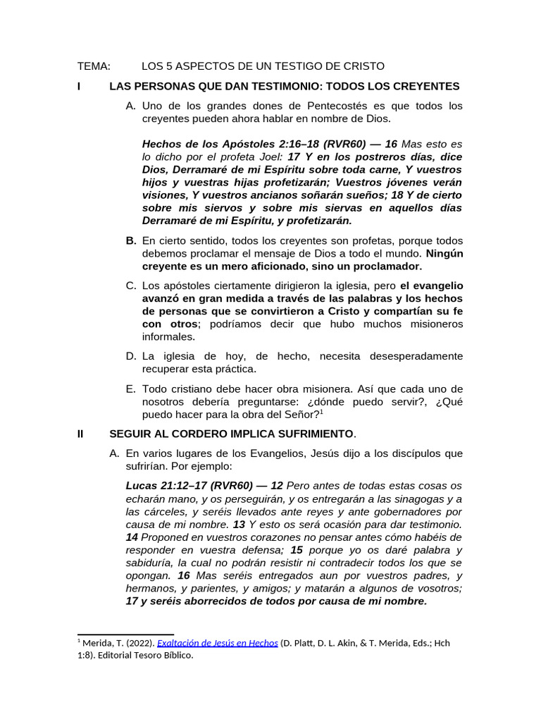 Los 5 Aspectos de Un Testigo | PDF | Jesús | Cristo (título)