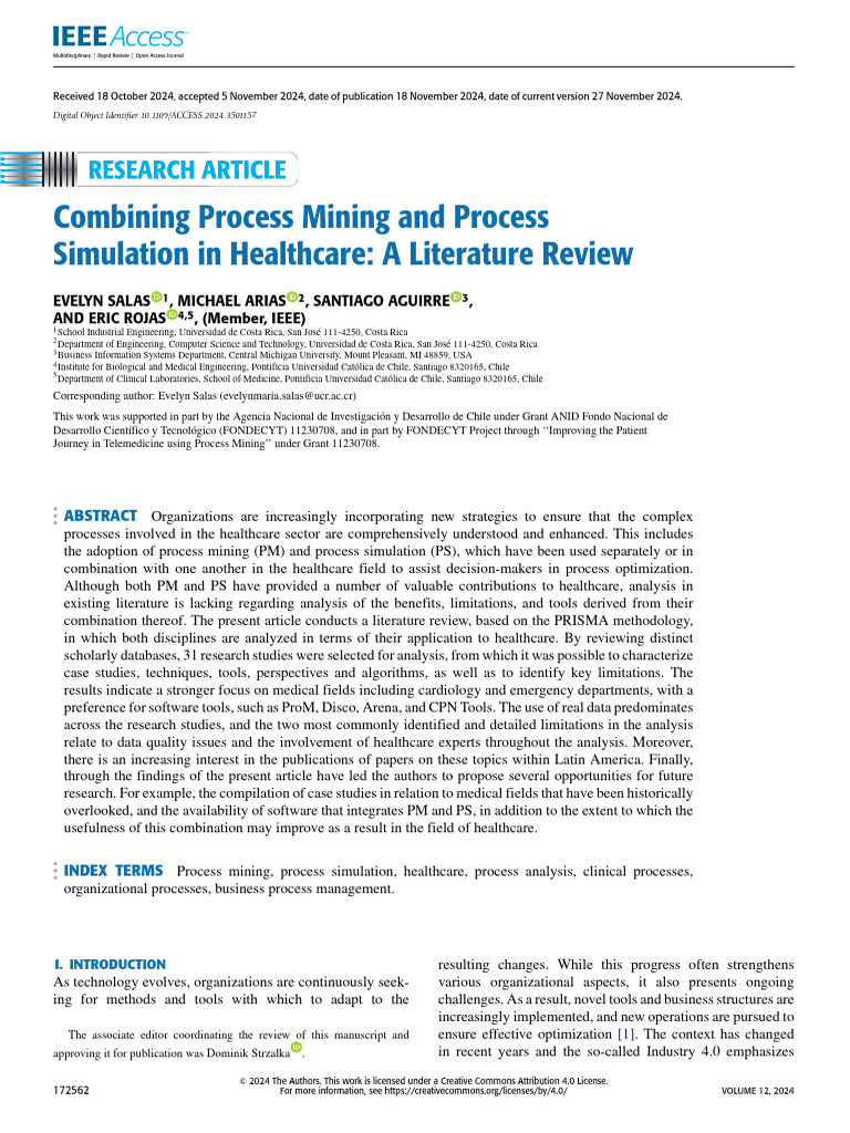 Combining Process Mining and Process Simulation in Healthcare A Literature Review | PDF ...