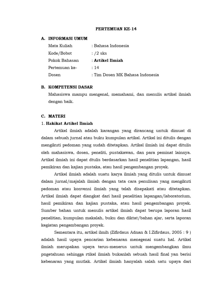 Panduan Menulis Artikel Ilmiah | PDF