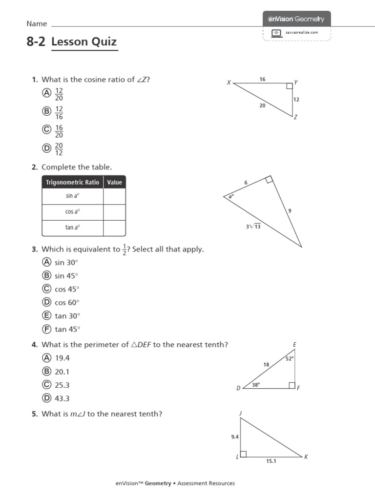 8-2 - Lesson Quiz PDF | PDF