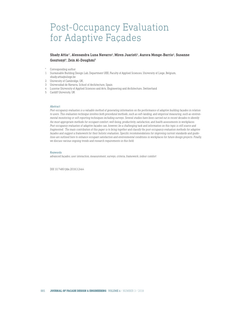 Post-Occupancy Evaluation of Adaptive Façades | PDF
