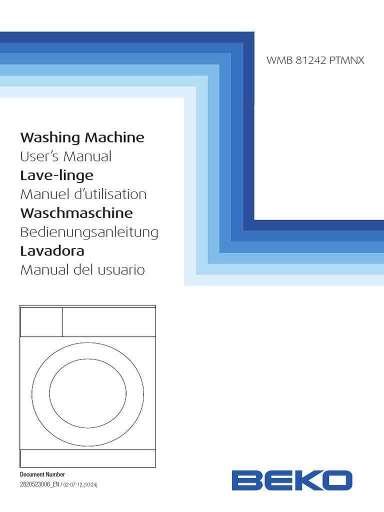 Beko WMB 81242 PTMNX Washing Machine | PDF | Washing Machine | Laundry