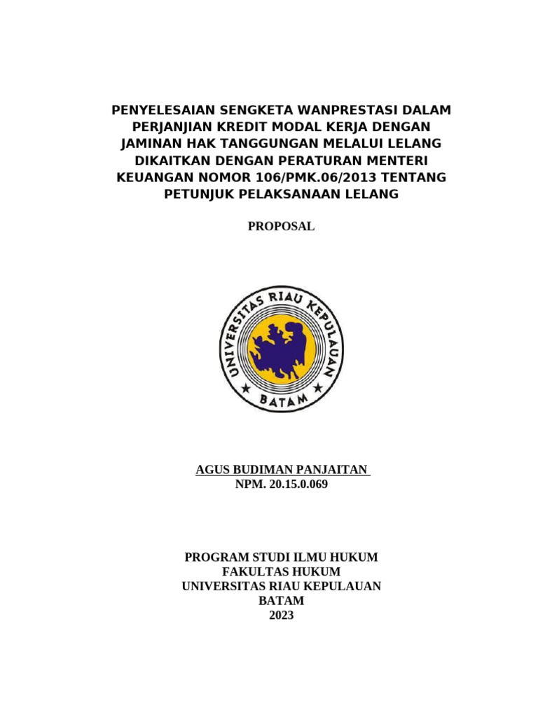 Proposal Agus Budiman Panjaitan | PDF