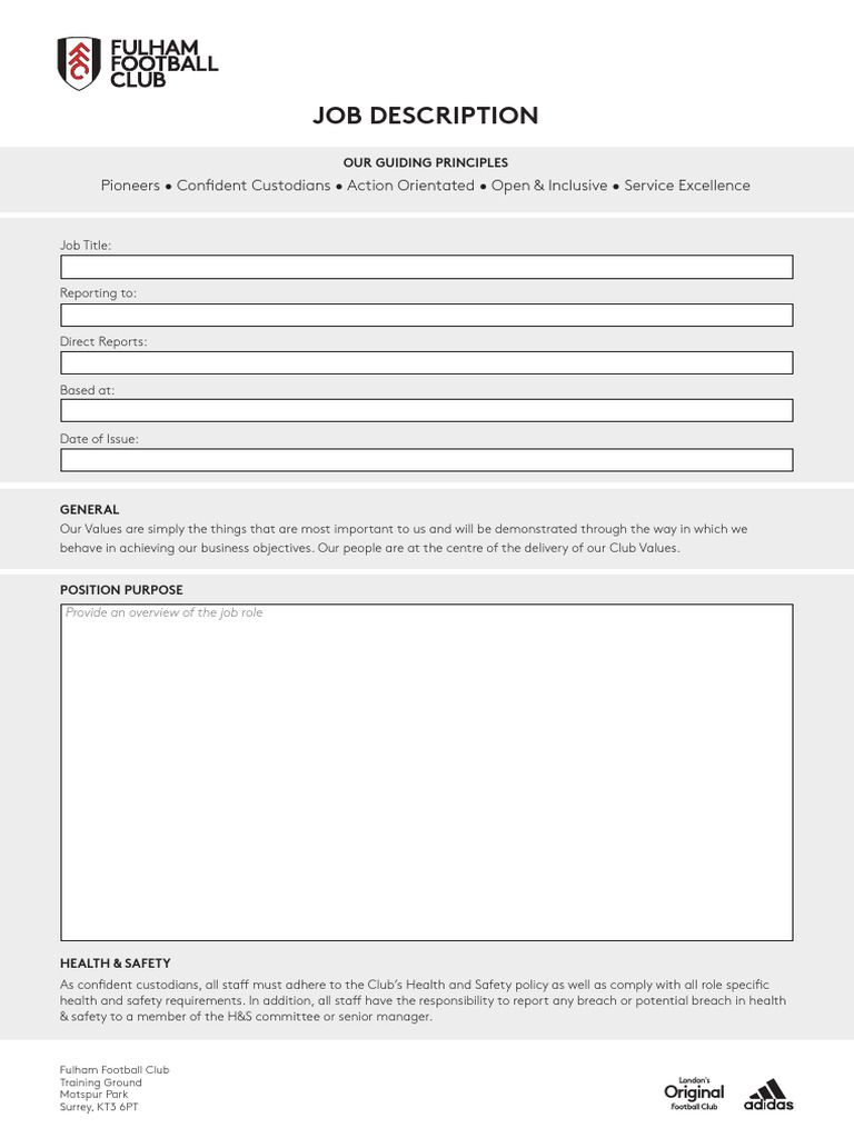 Football Development Officer Job Description Jan 2024 | PDF ...