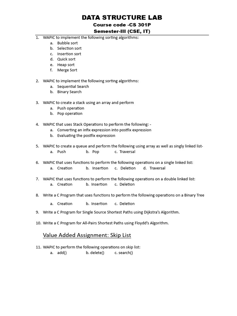 Lab Assignment DSA_2025 | PDF